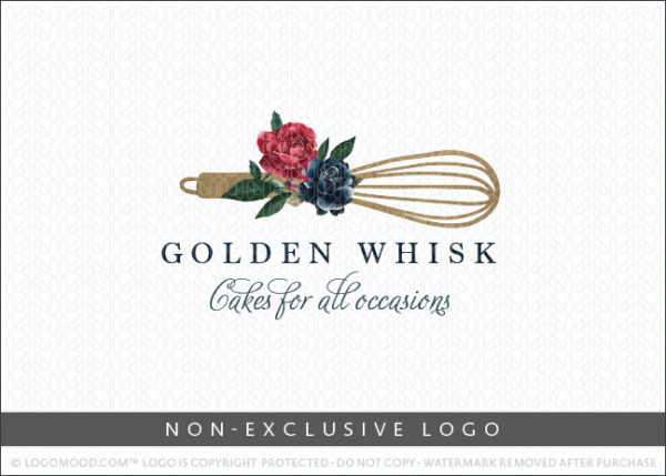 Golden Floral Whisk Bakery - Non Exclusive Logo - Buy Premade Readymade ...